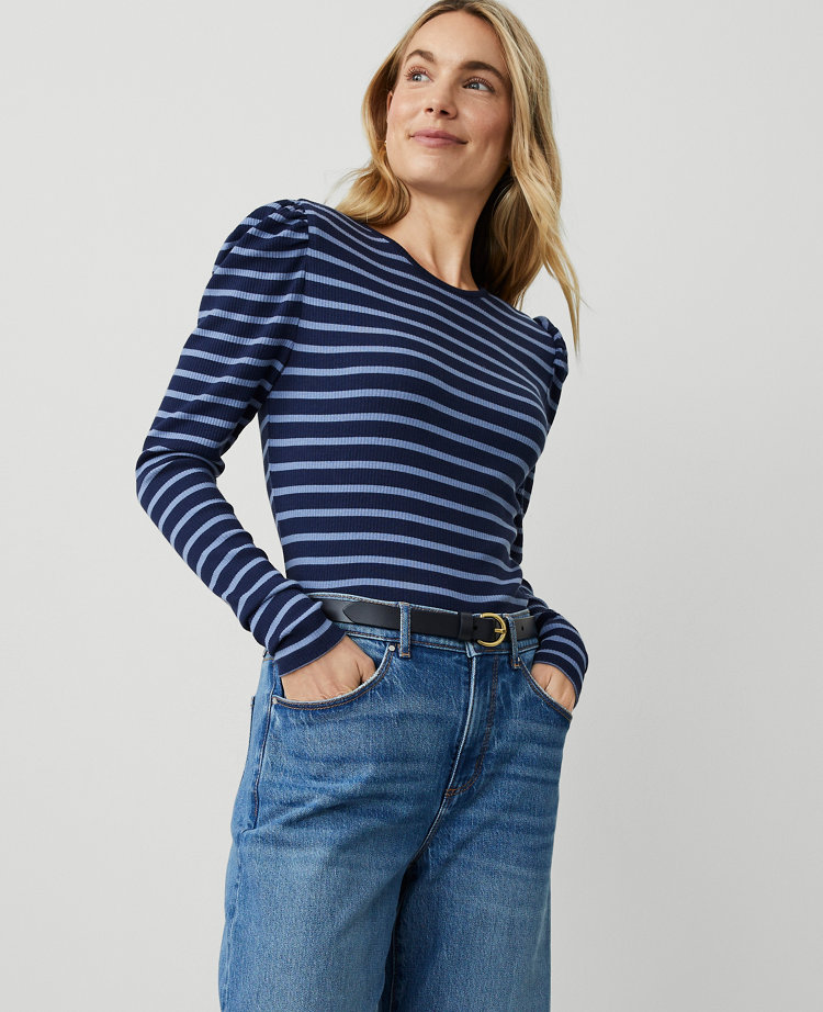 Puff Shoulder Crew Neck Tee