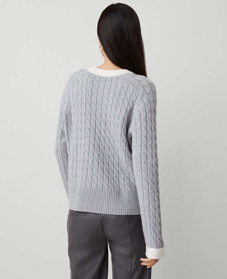Colorblock Cable Sweater