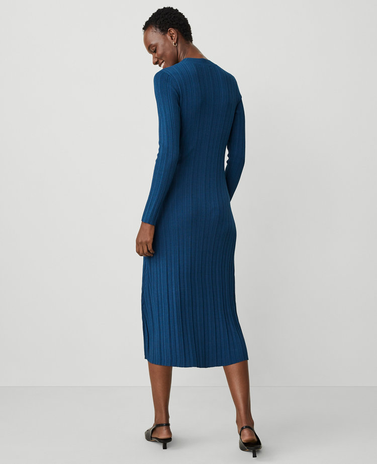Ribbed Mock Neck Sweater Dress