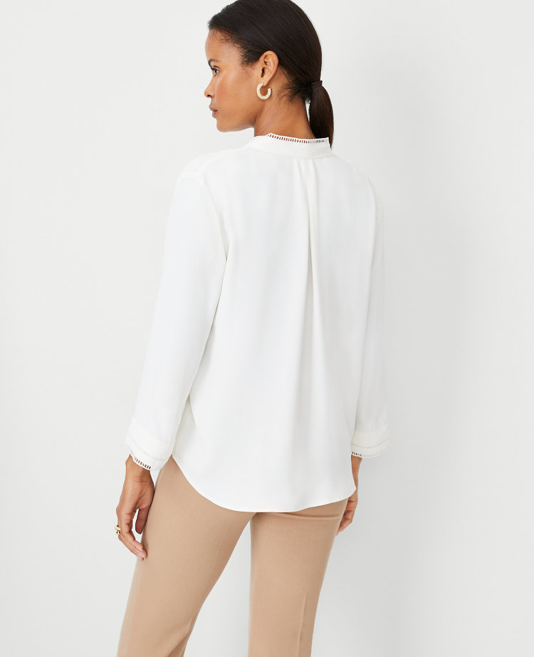 Cutout Mandarin Collar Shirt