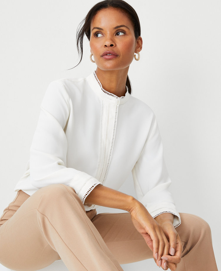 Cutout Mandarin Collar Shirt