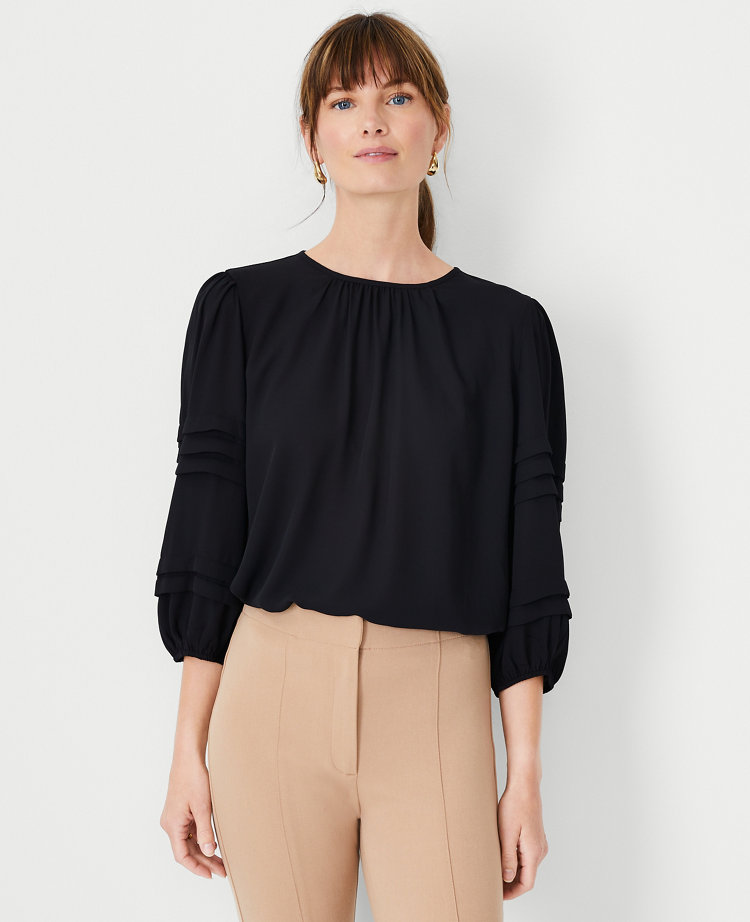 Mixed Media Pleated Top