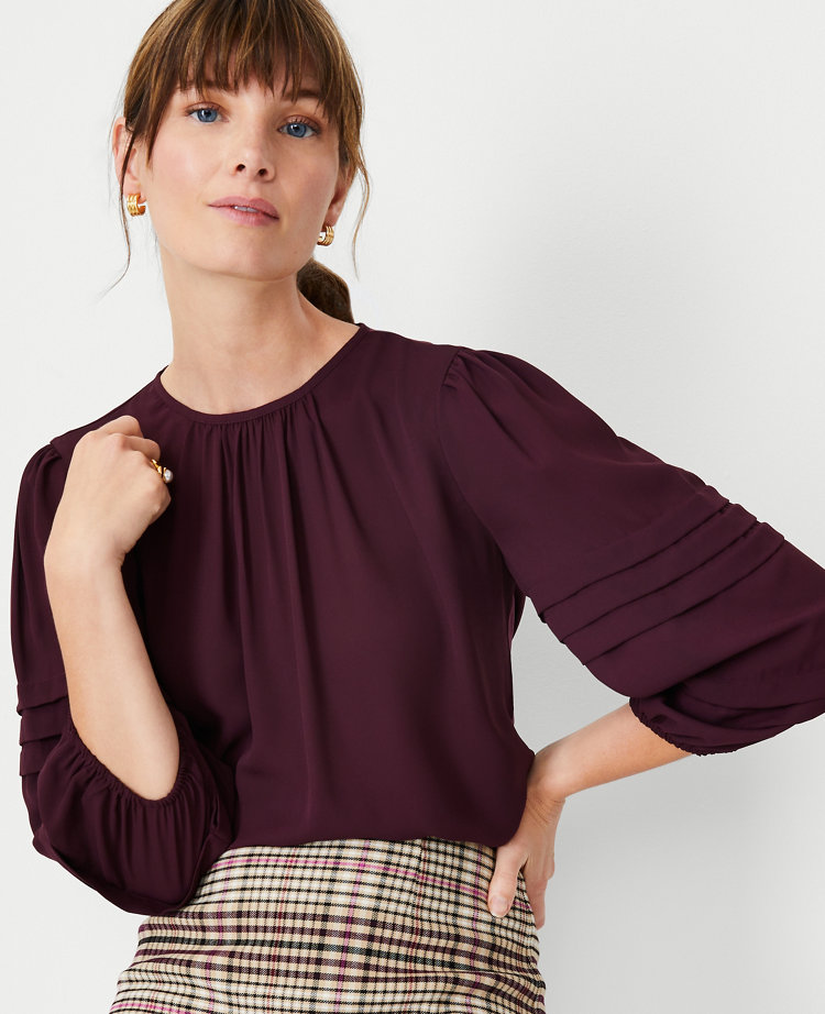 Mixed Media Pleated Top