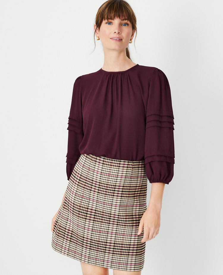 Mixed Media Pleated Top