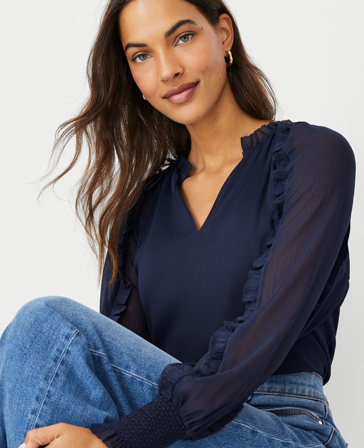Ruffle V-Neck Top