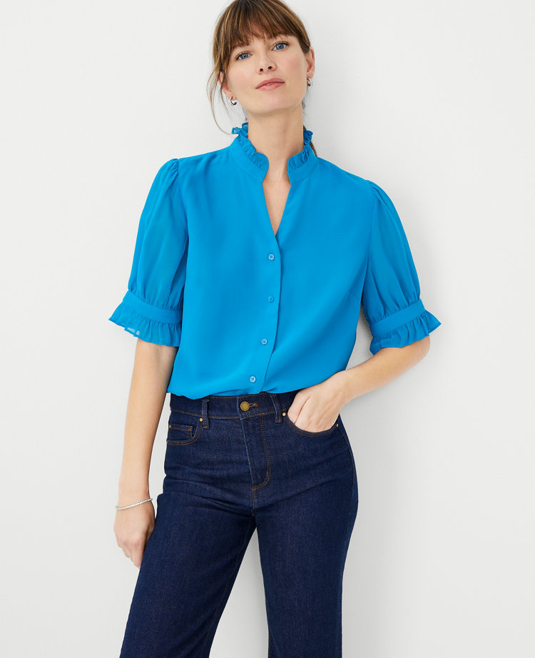 Women's Blue Work Blouses & Tops | Ann Taylor