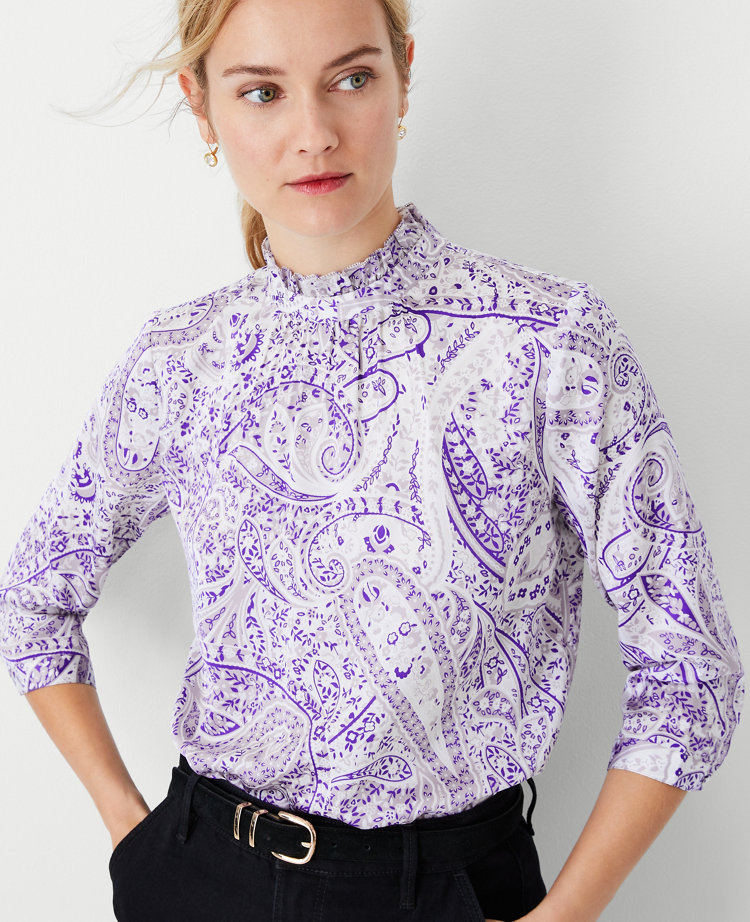 Paisley Ruffle Collar Top