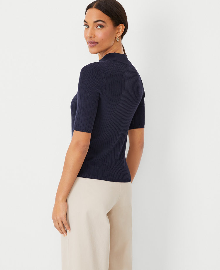 Ribbed Mock Neck Sweater Tee