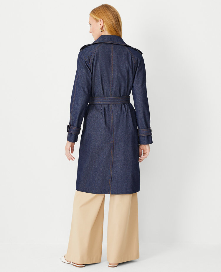 Denim Long Raglan Trench Coat