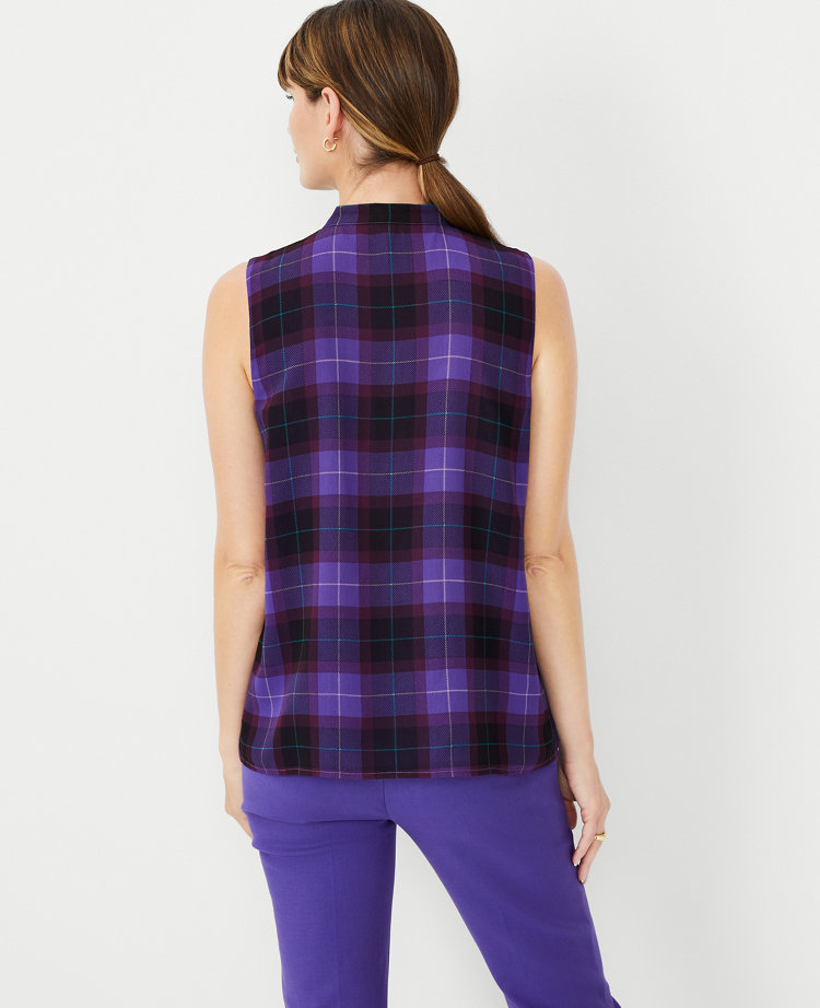 Plaid Cascading Ruffle Shell