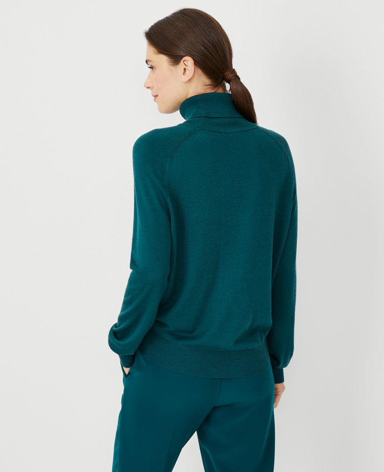 Scarf Print Mixed Media Turtleneck Sweater