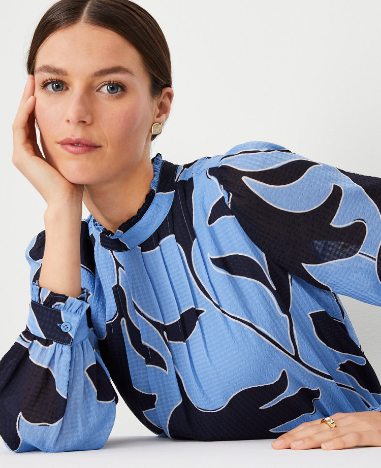 Pintucked Ruffle Neck Popover