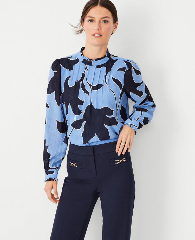 Pintucked Ruffle Neck Popover