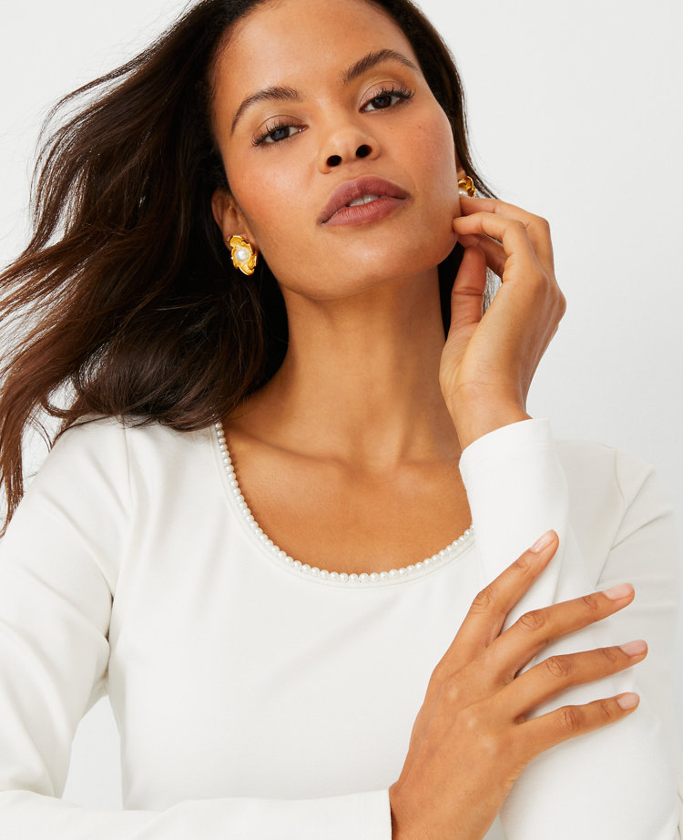 Pearlized Scoop Neck Top