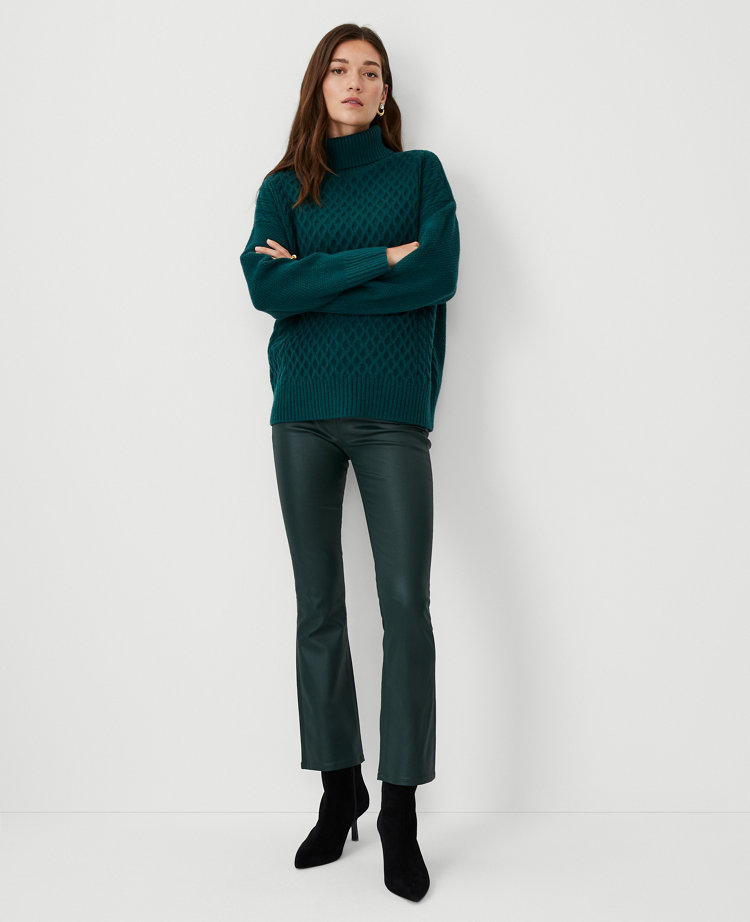 Mixed Cable Turtleneck Sweater