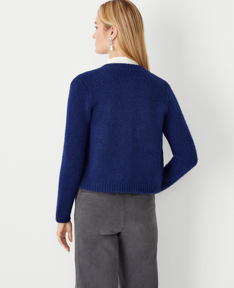 Petite Jeweled Button Pocket Sweater Jacket