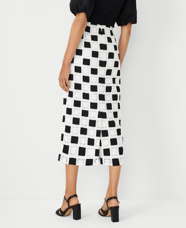 Patchwork Crochet Midi Pencil Skirt