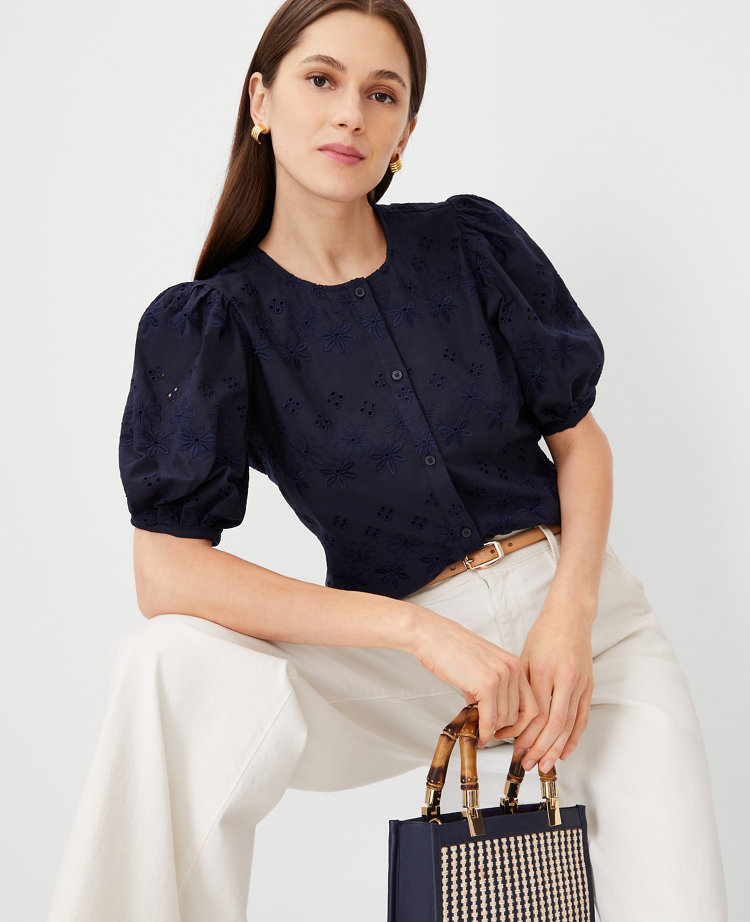 Women's Navy Tops, Blouses & Shirts | Ann Taylor