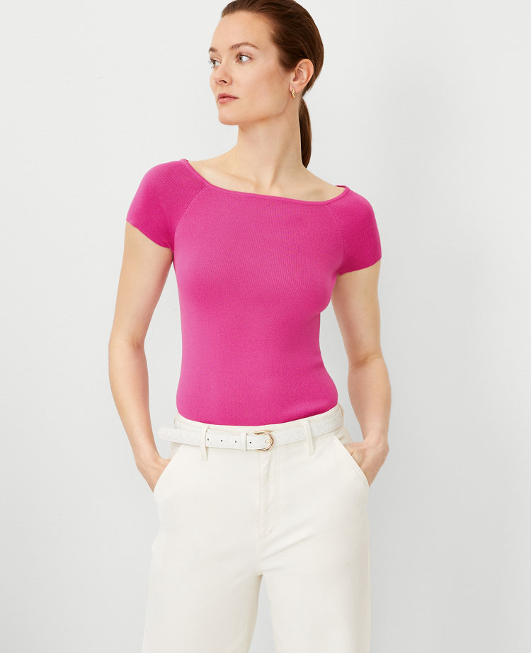 Open Neck Raglan Sleeve Sweater