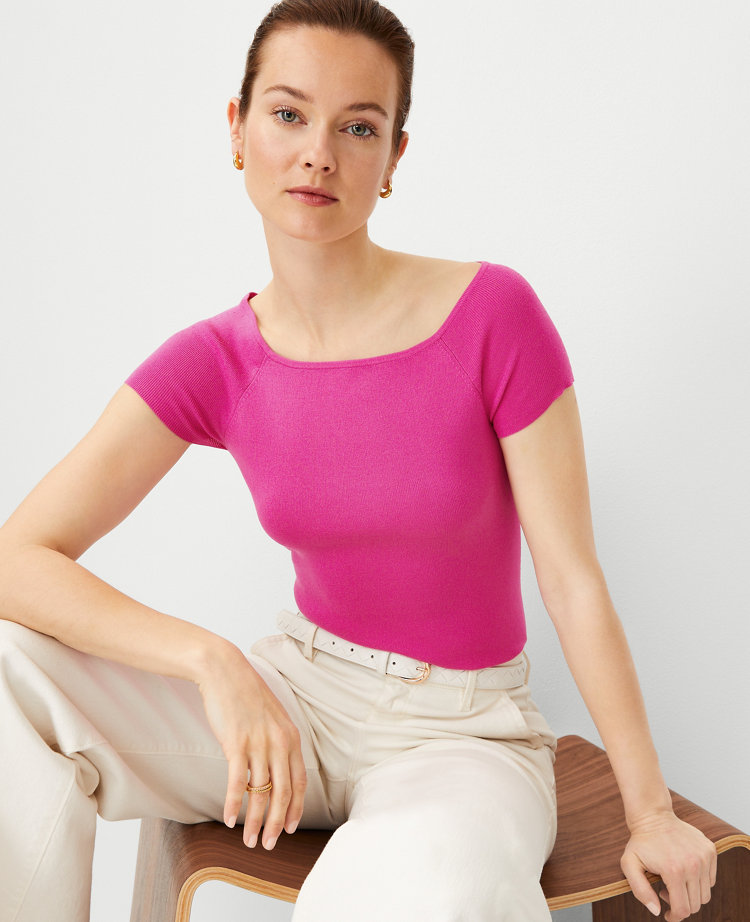 Open Neck Raglan Sleeve Sweater