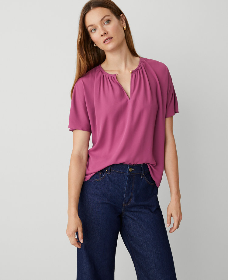 Shirred Keyhole Top