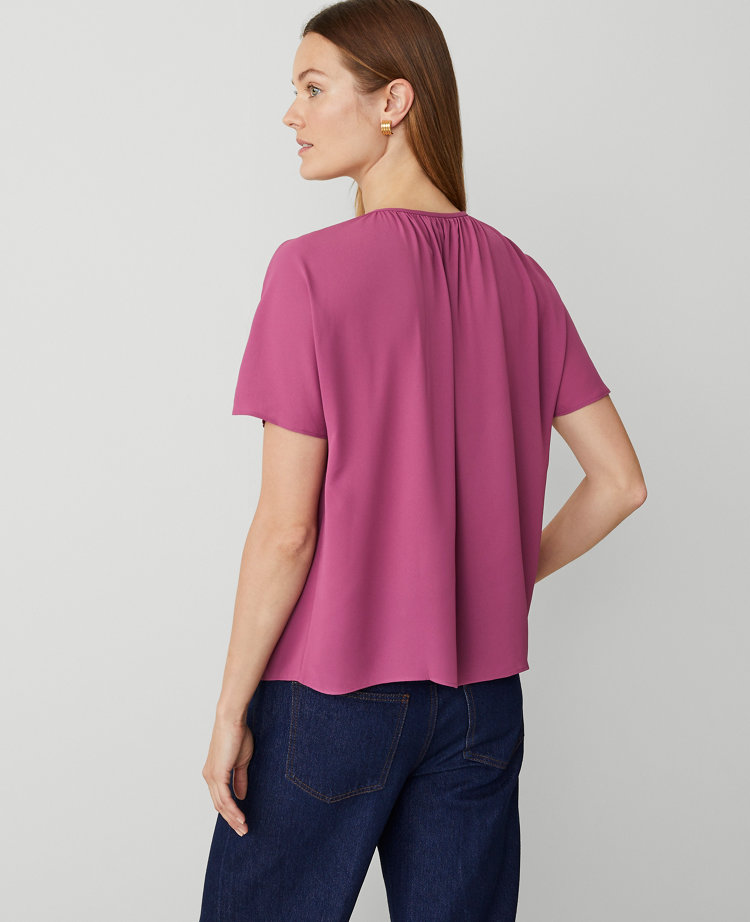 Shirred Keyhole Top