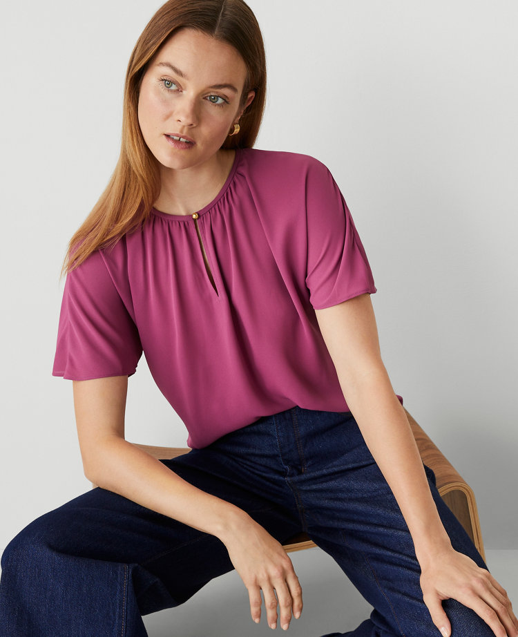 Shirred Keyhole Top