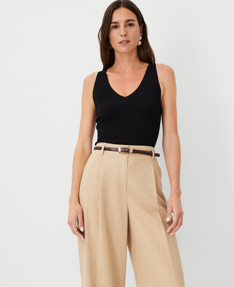 Ribbed V-Neck Sweater Shell