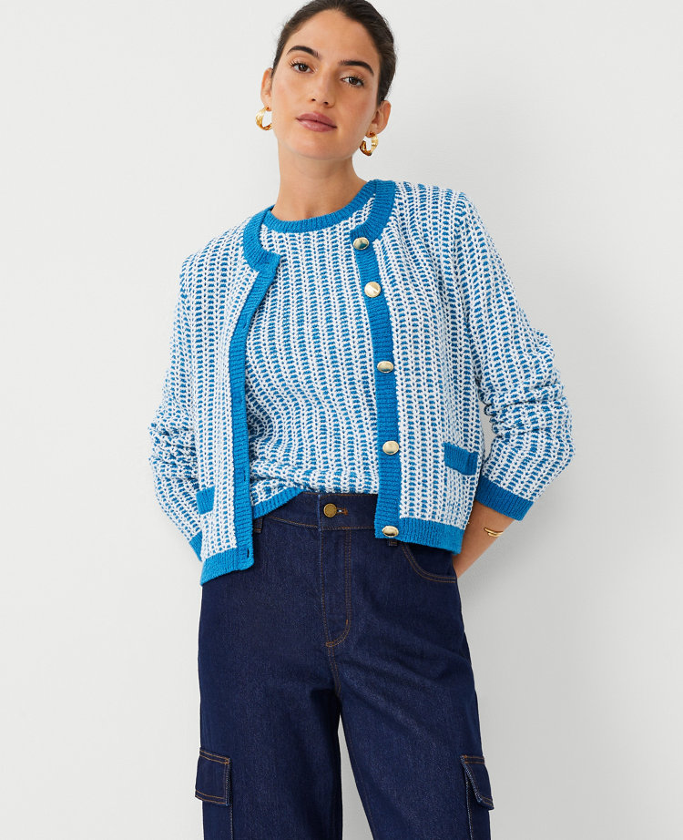 Two Tone Stitched Sweater Jacket