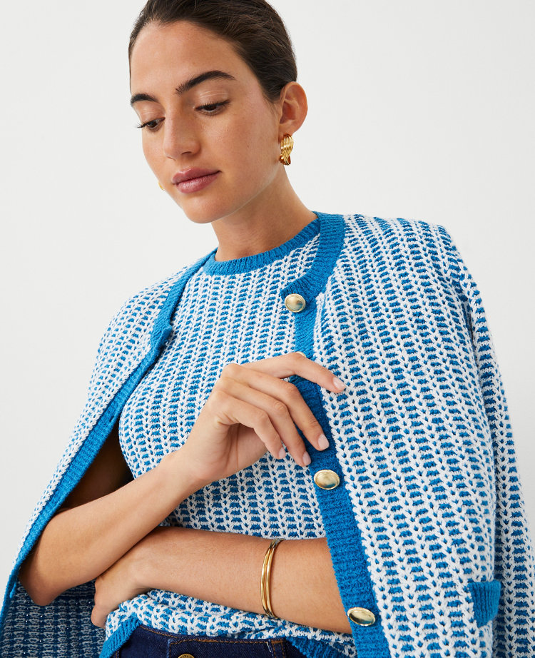 Two Tone Stitched Sweater Jacket