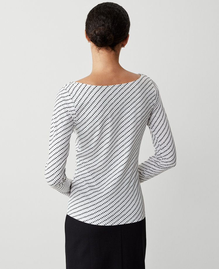 Striped Pima Cotton Button Cuff Top