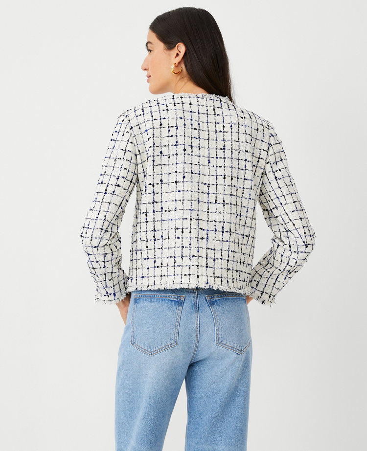 The Petite Short Patch Pocket Jacket in Confetti Fringe Tweed