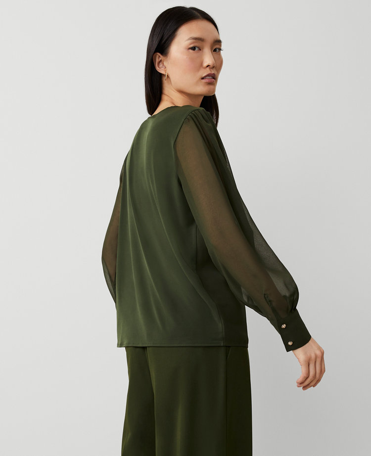 Mixed Media Front Slit Top