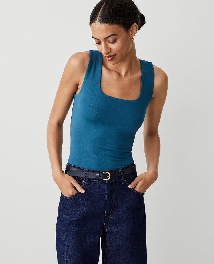 Refined Knit Square Neck Tank Top