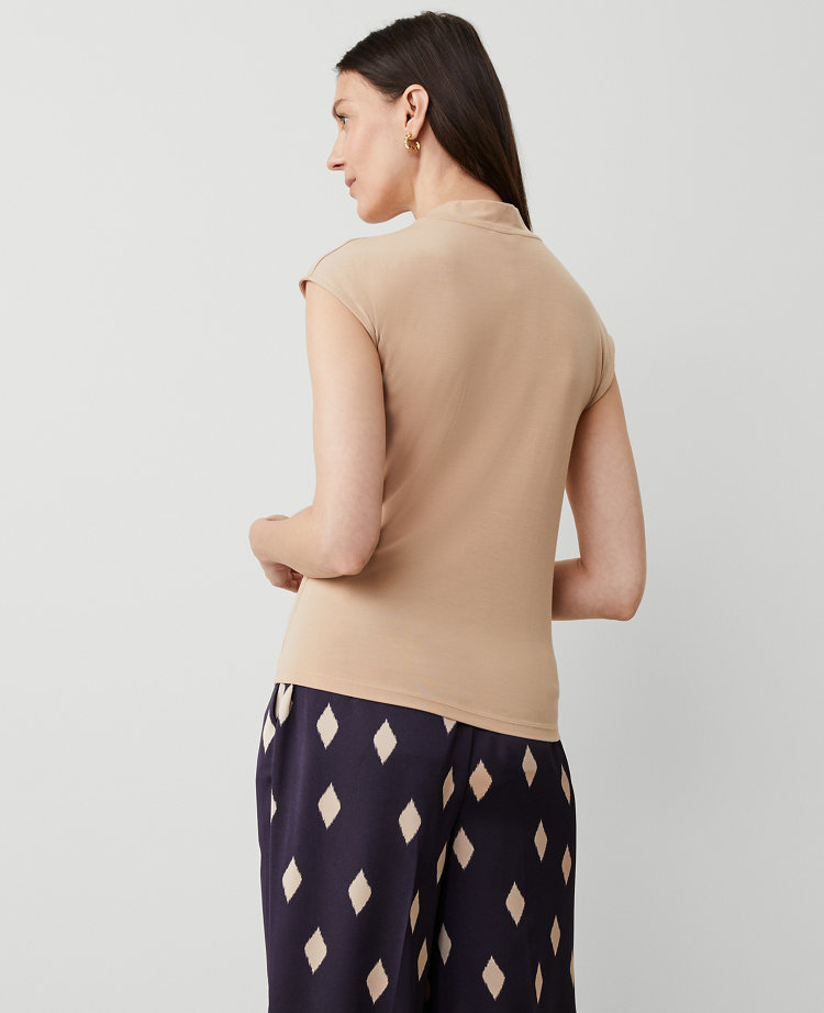 Petite Draped Mock Neck Top