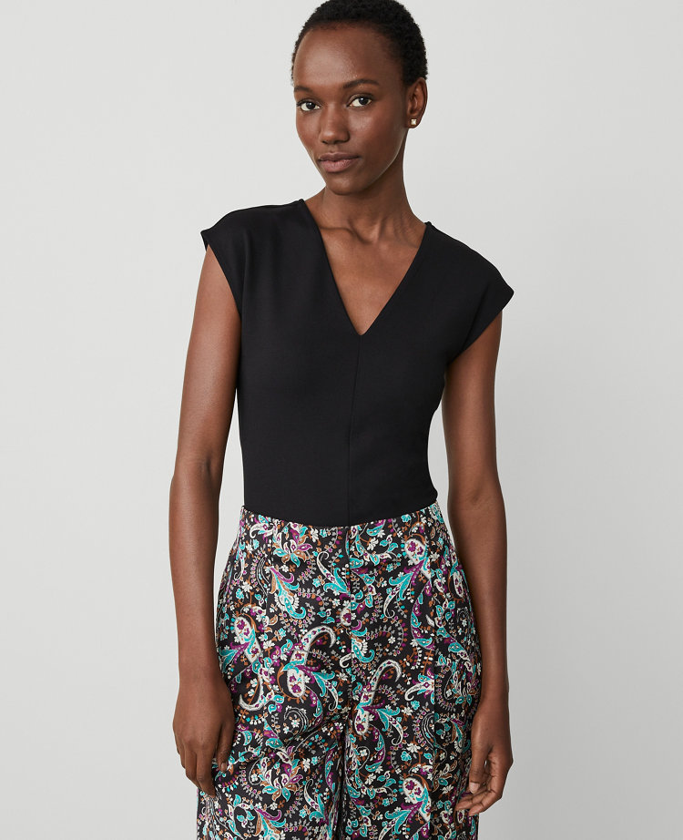 V-Neck Cap Sleeve Top