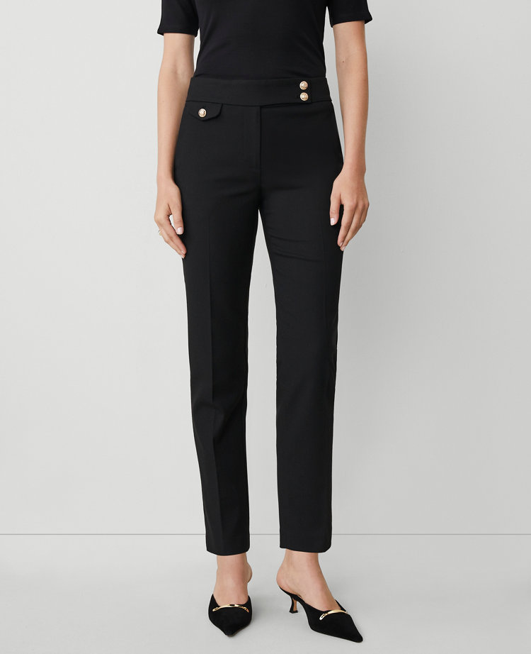 The Extended Tab Waist Eva Ankle Pant in Twill