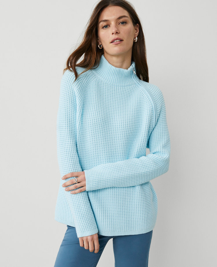 Weekend Collection Waffle Zip Sweater