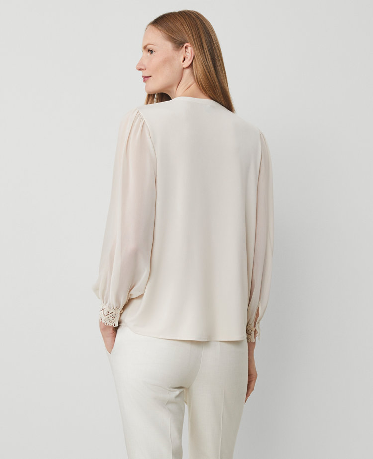 Lace Cuff Mixed Media Top