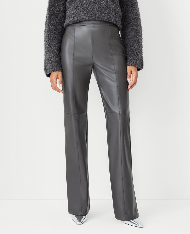 The Seamed Side Zip Trouser Pant in Faux Leather