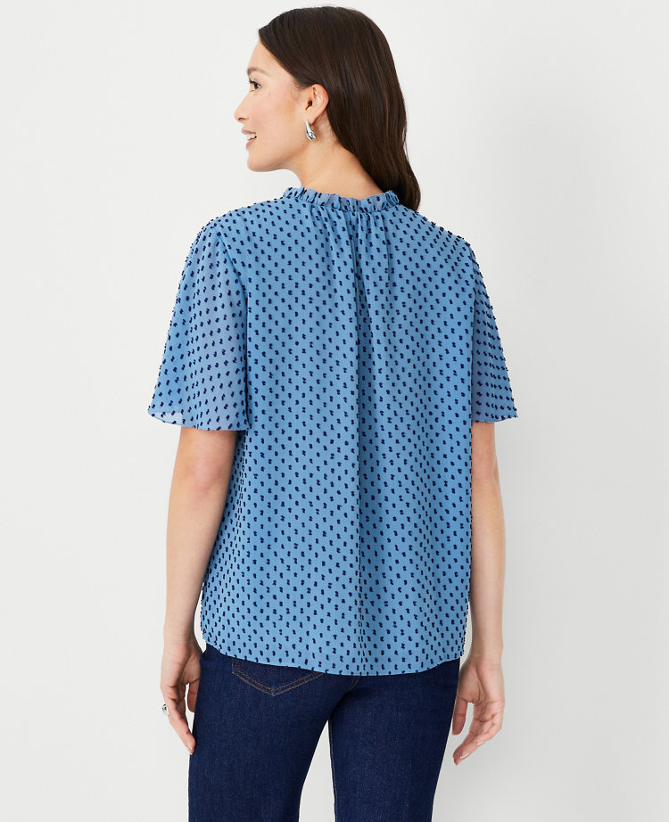 Flounce Sleeve Ruffle Neck Popover