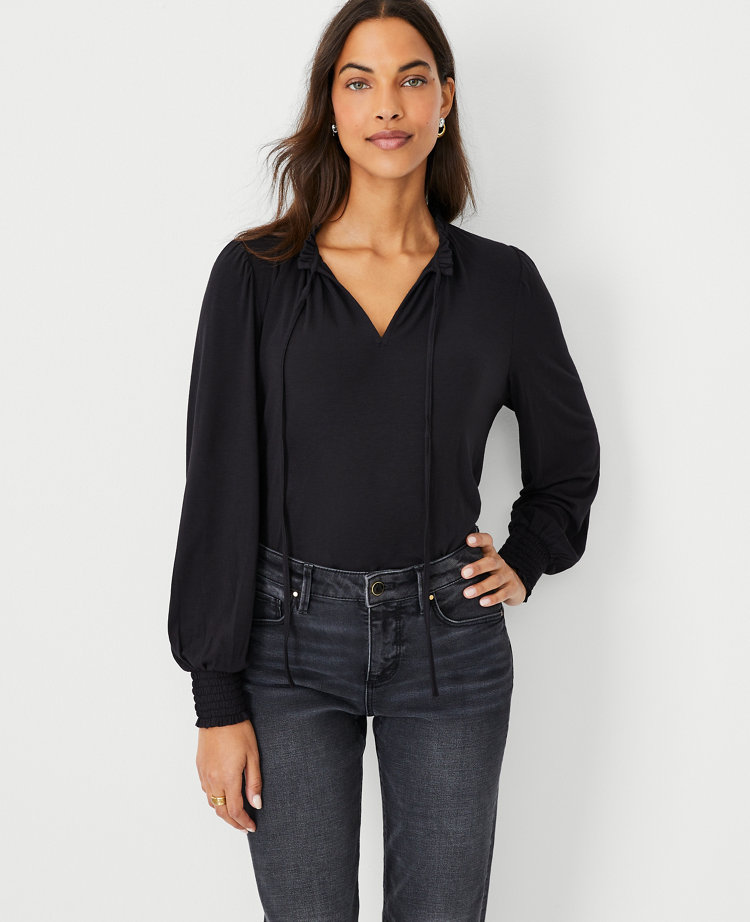 Gathered Tie Neck Top