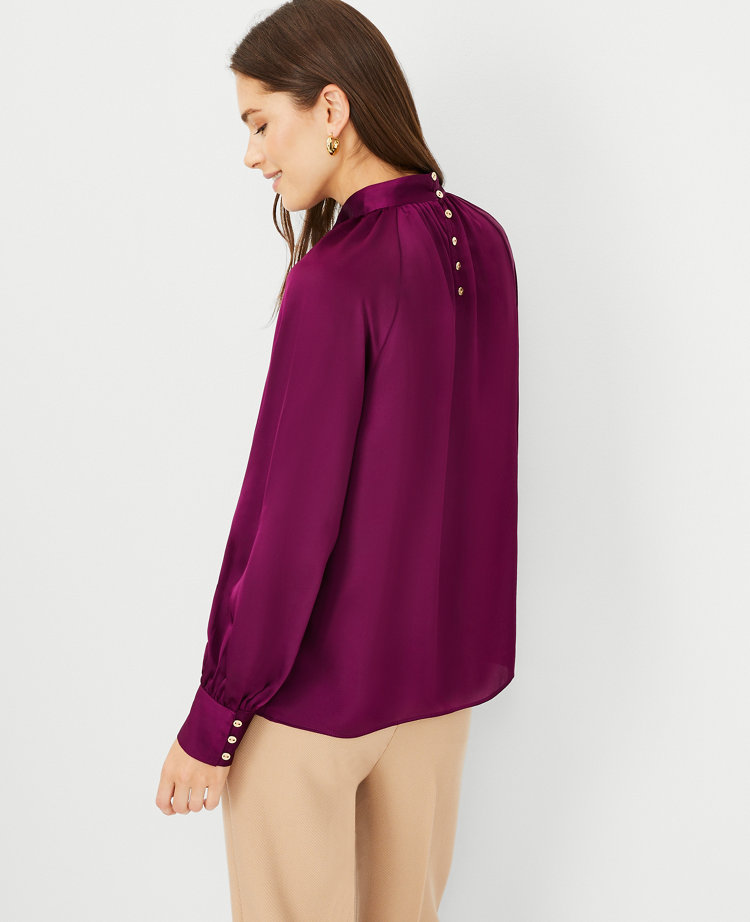 Mock Neck Shirred Front Popover