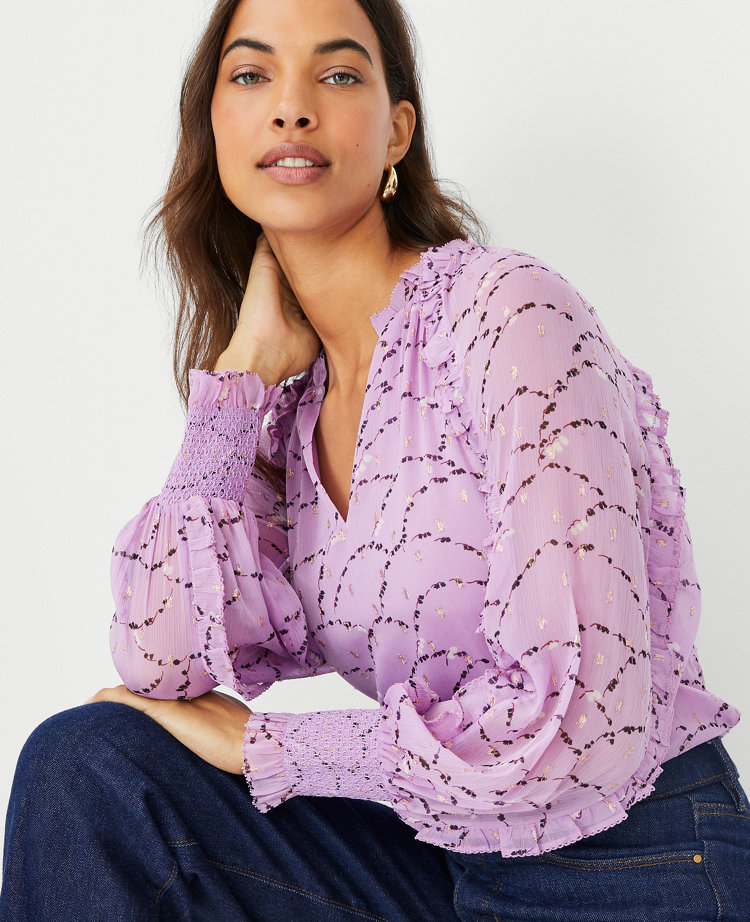 Floral Ruffle V-Neck Top