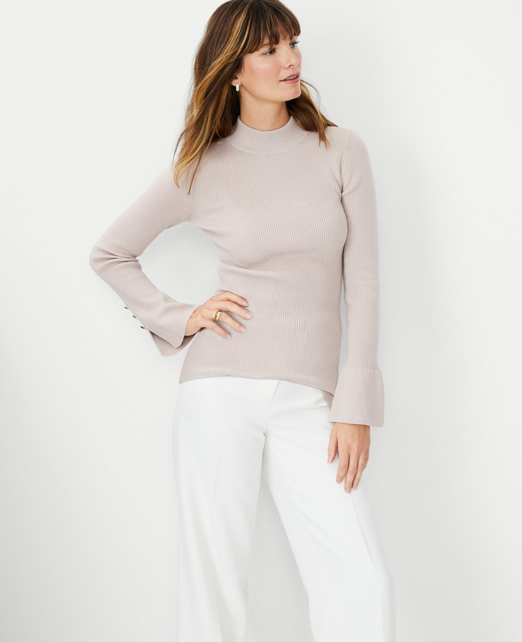 Ribbed Button Cuff Sweater
