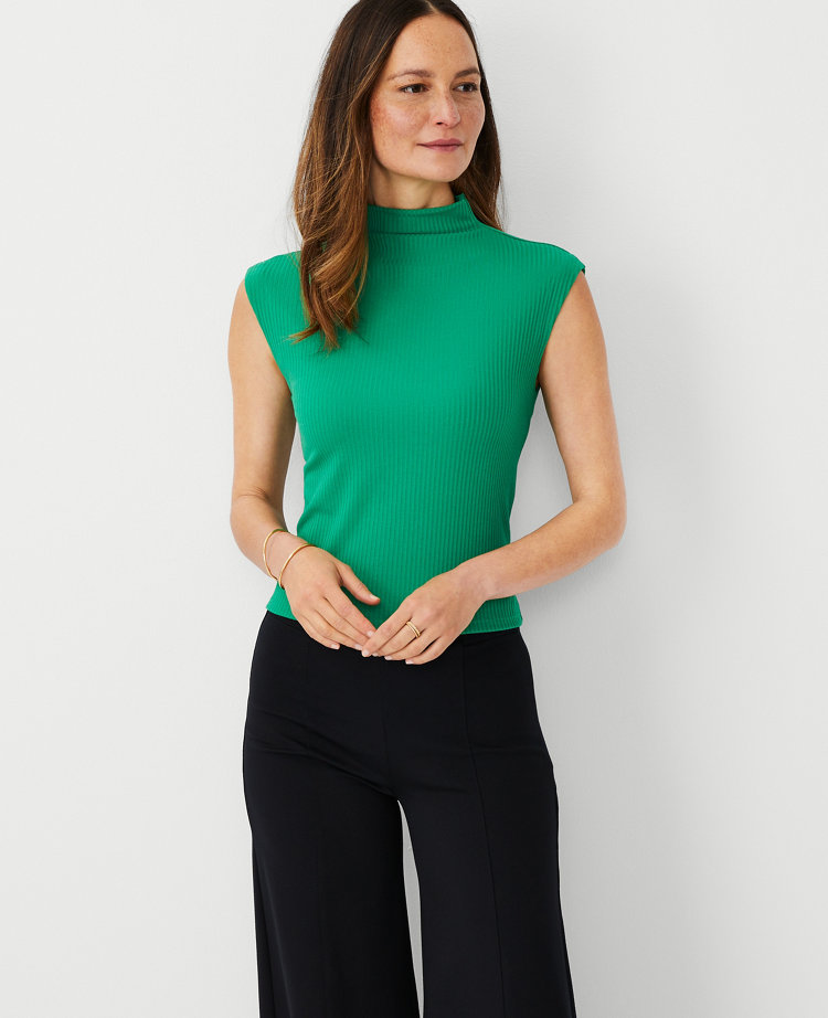 Ribbed Mock Neck Top