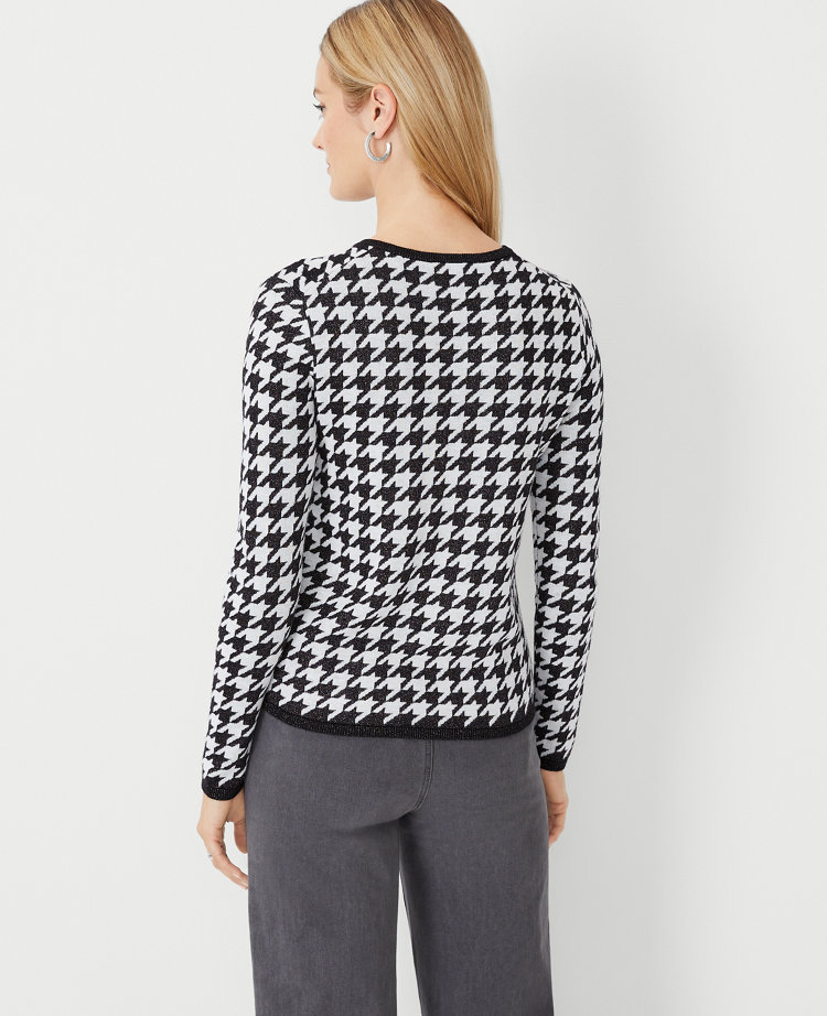 Shimmer Houndstooth Jacquard Sweater