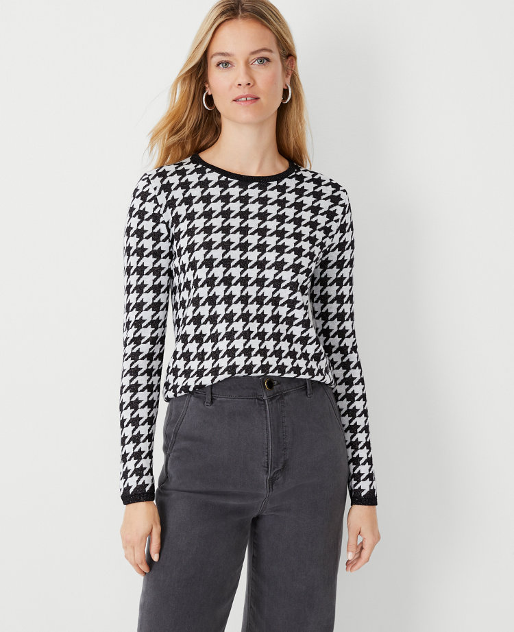 Shimmer Houndstooth Jacquard Sweater