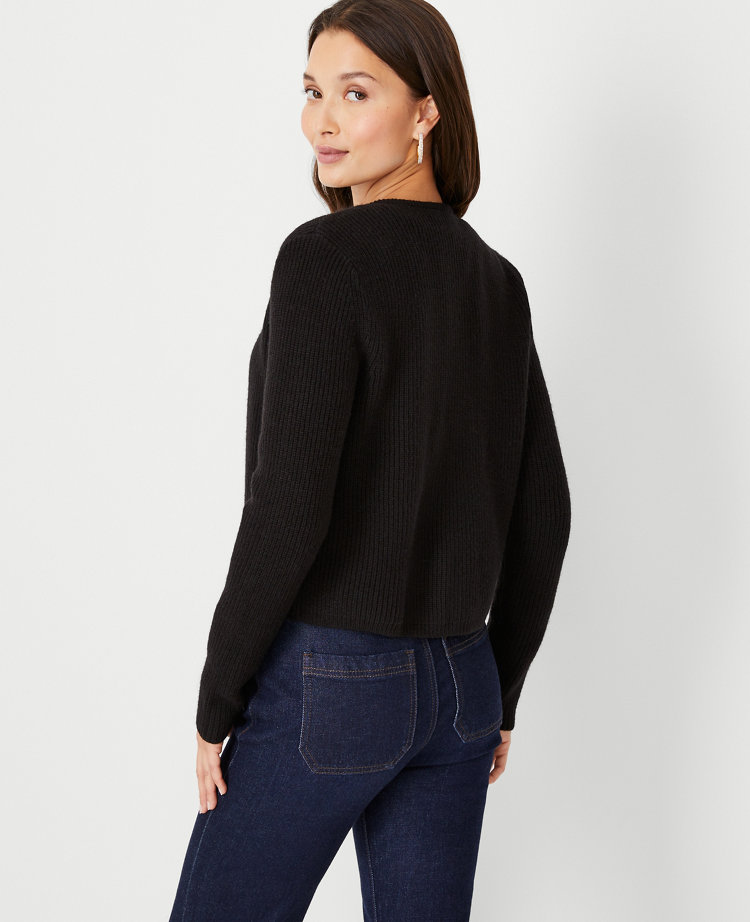 Ribbed Crew Neck Cardigan