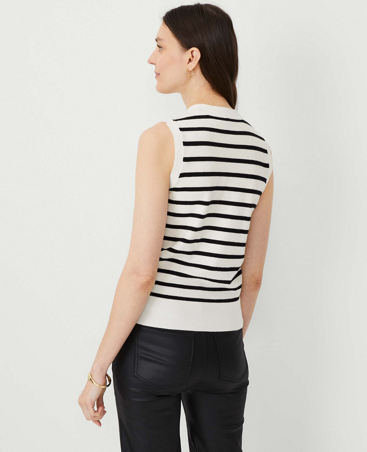 Stripe Mock Neck Sweater Shell